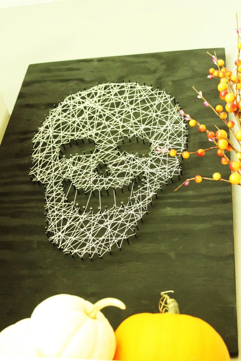 Smiling and Spooky DIY Skull String Art
